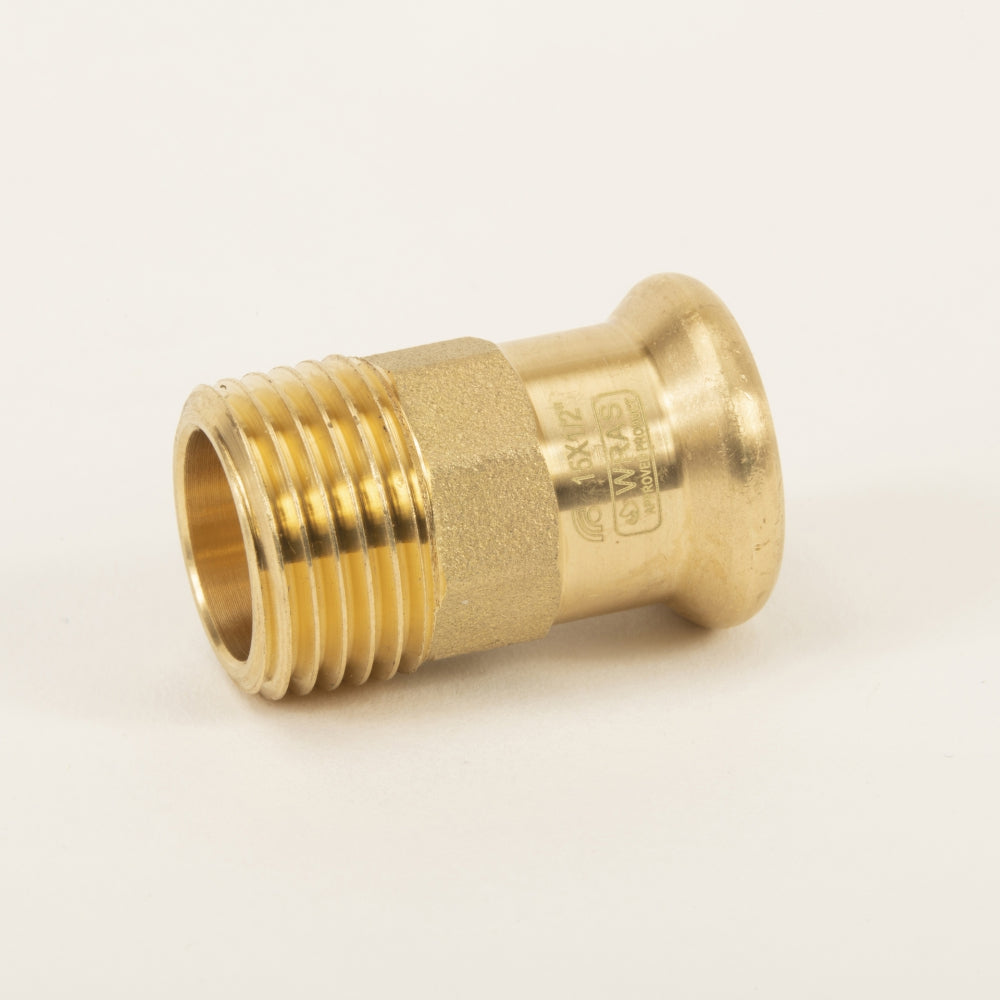 15mm x 1/2" Male Adaptor - Copper Press Fittings - 10 Pack