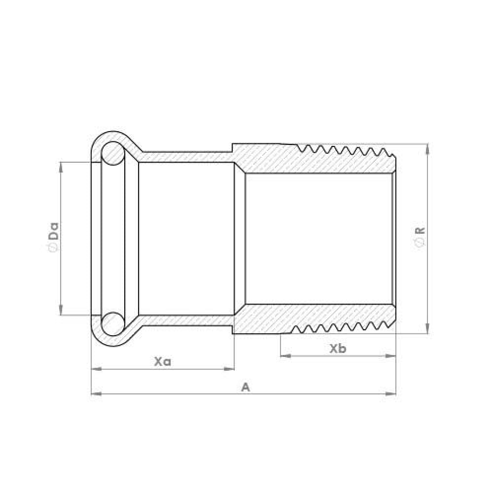 15mm x 1/2" Male Adaptor - Copper Press Fittings - 10 Pack