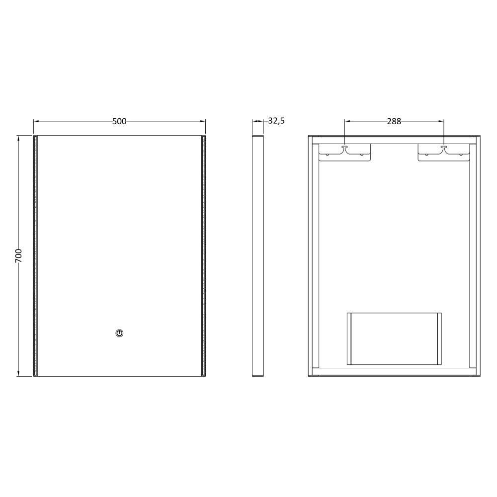 700 x 500 Rectangular LED Bathroom Mirror with Touch Sensor and Demist