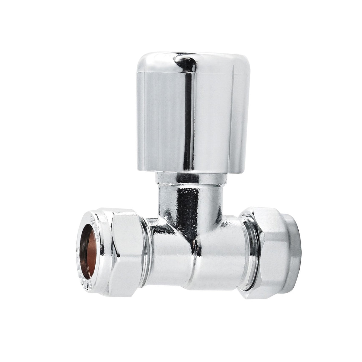 Chrome Ribbed Handle Straight Radiator Valves Pack